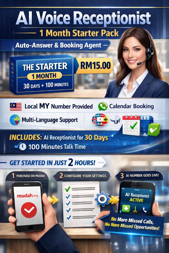AI Voice Receptionist | 1 Month Starter Pack | Auto-Answer & Booking ...