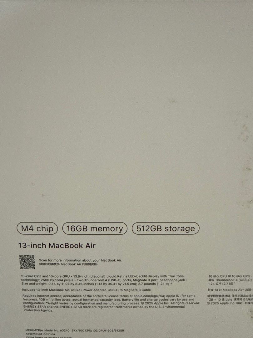 Apple MacBook Air 13-inch (M4 Chip) - Silver upgraded to 512GB storage ...