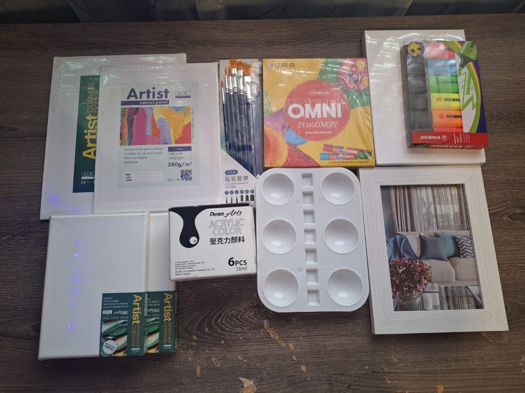 Art Supplies Bundle - Canvas, Paints, Pastels, Brushes, Hobbies & Toys ...