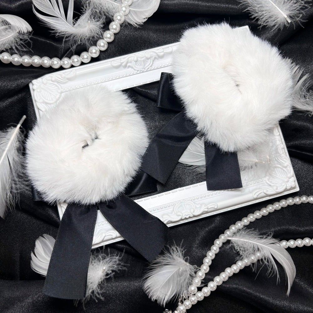 [BRAND NEW] Authentic Lafary Fluffy Hair Tie with Ribbon Jirai Kei ...