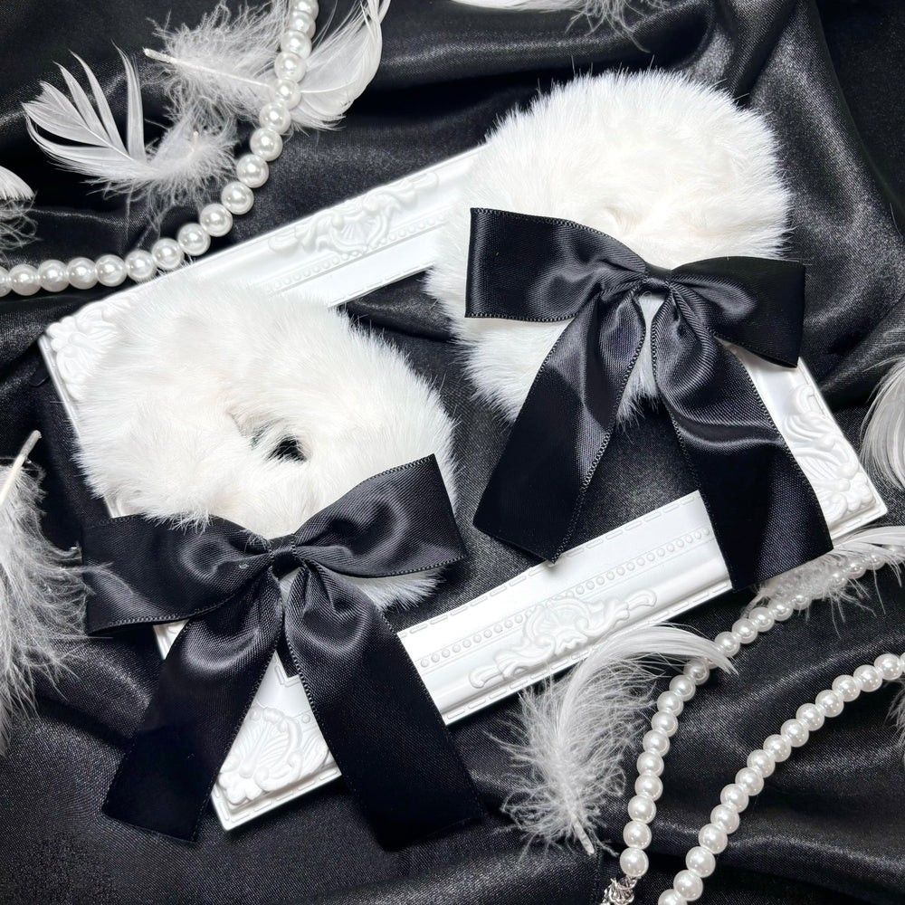[BRAND NEW] Authentic Lafary Fluffy Hair Tie with Ribbon Jirai Kei ...