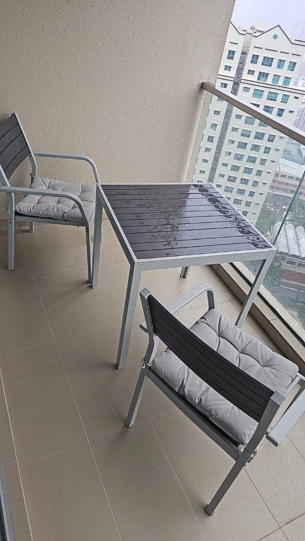 Balcony Table and Chairs Set, Furniture & Home Living, Outdoor ...