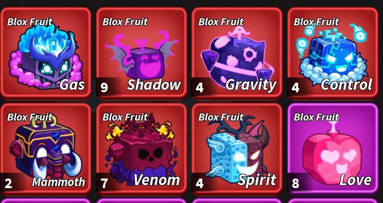 Blox Fruits - Gas, Shadow, Gravity, Control, Mammoth, Venom, Spirit ...
