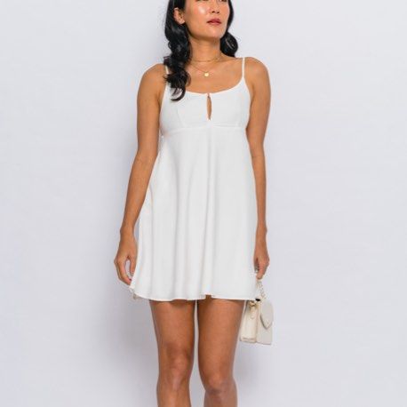 [BMWT] YHF Incision White Mini Dress, Women's Fashion, Dresses & Sets ...