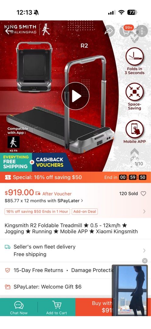 Brand new R2 kingsmith foldable treadmill for running and jogging ...