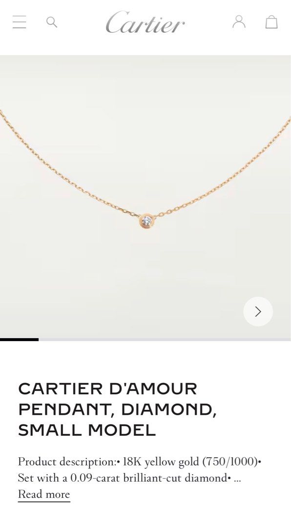 Cartier D'Amour Diamond Pendant Necklace - Small Model in Yellow Gold ...