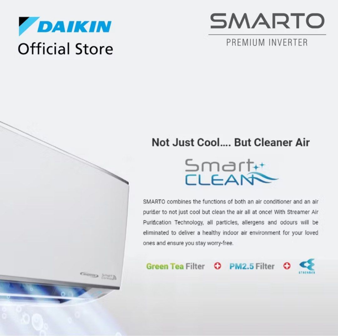 Daikin Smarto Premium Inverter Air Conditioner FTKH35B, TV & Home ...
