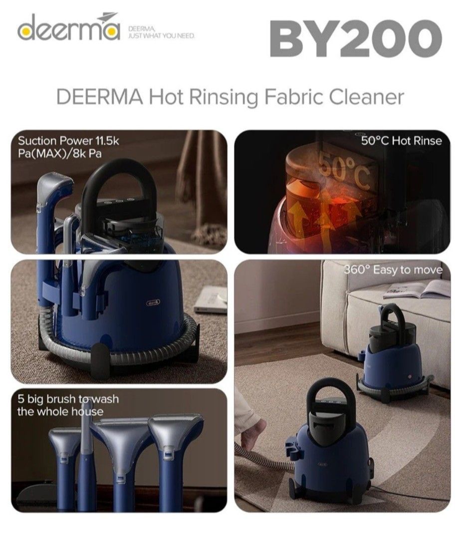 Deerma BY200 Hot Rinsing Fabric Cleaner, Furniture & Home Living ...