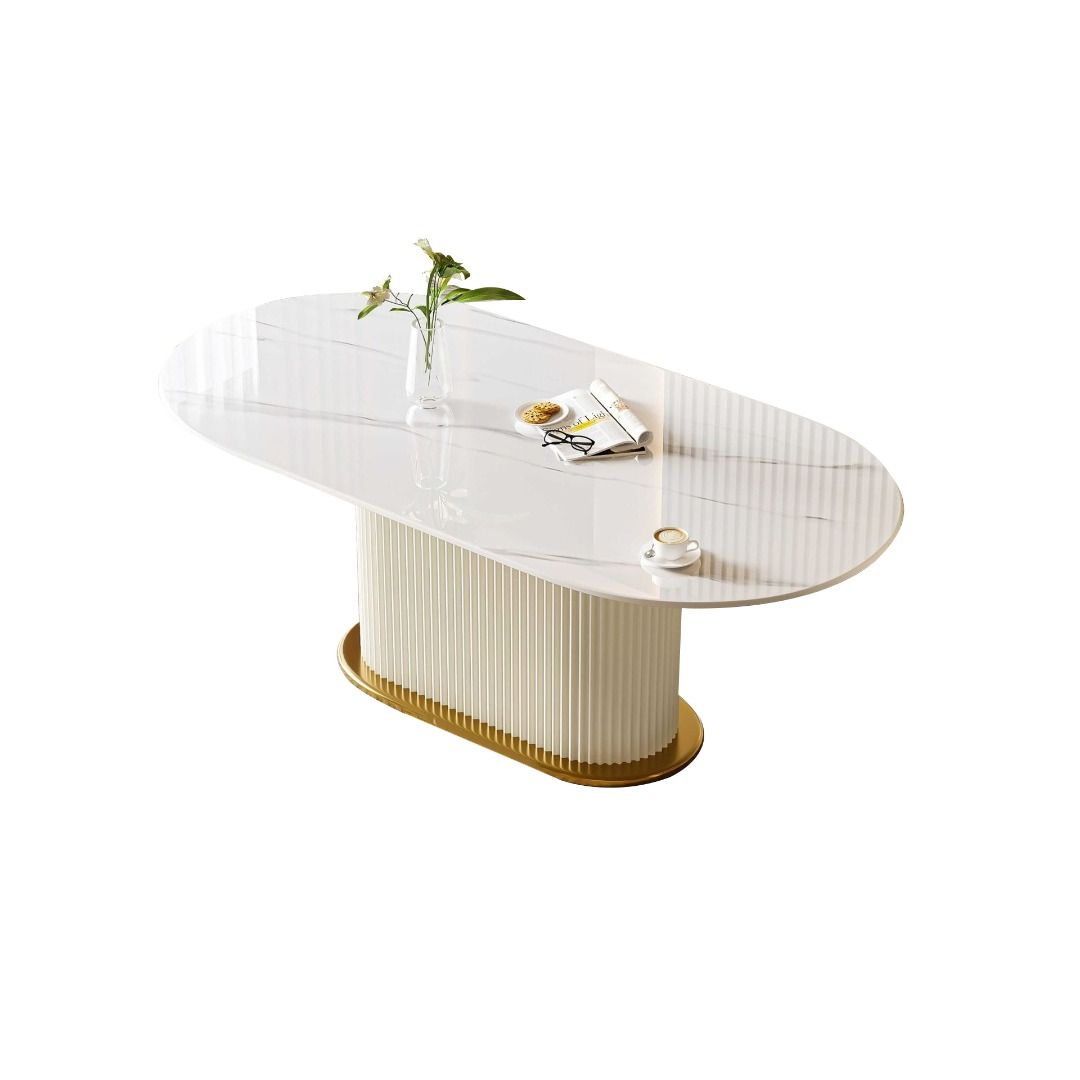 Dining Table Light Luxury Dining Table Home Oval Dining Table(Free ...