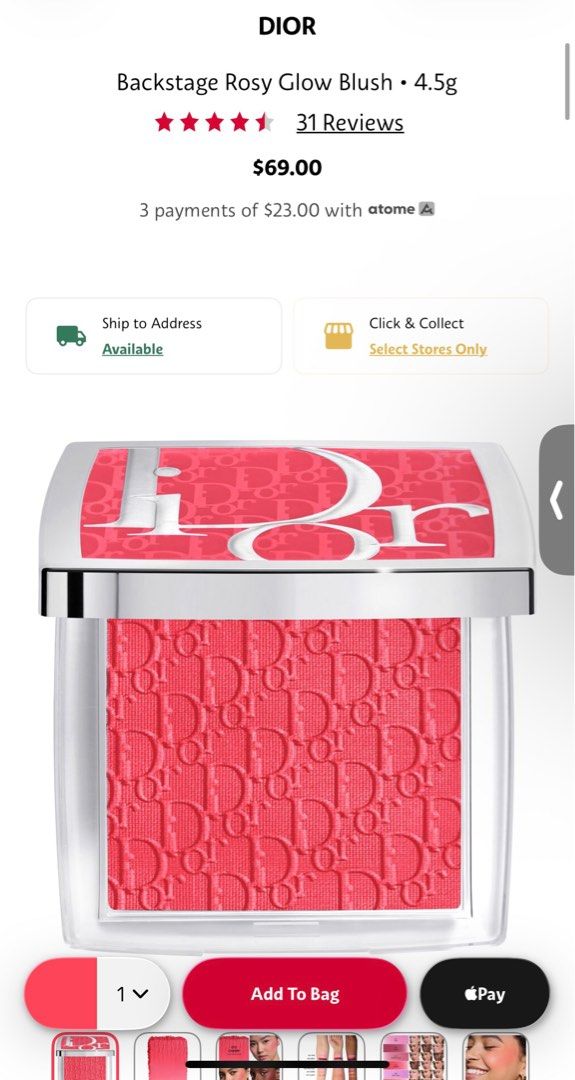 Dior Backstage Rosy Glow Blush - 015 Cherry, Beauty & Personal Care ...