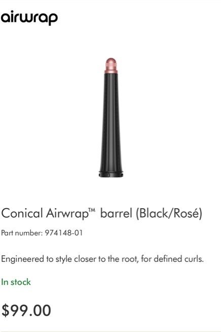 Dyson Airwrap Conical Barrel (Black/Rosé), Beauty & Personal Care, Hair ...