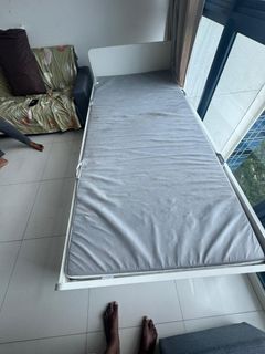 IKEA White Single Bed Frame with Storage and mattress, Furniture & Home ...