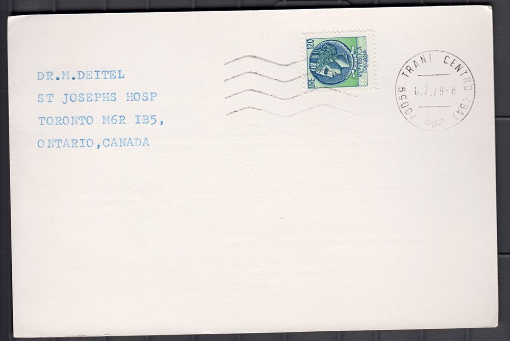 Italy 1979 Medical Article Request Card 120L rate from Andria to ...