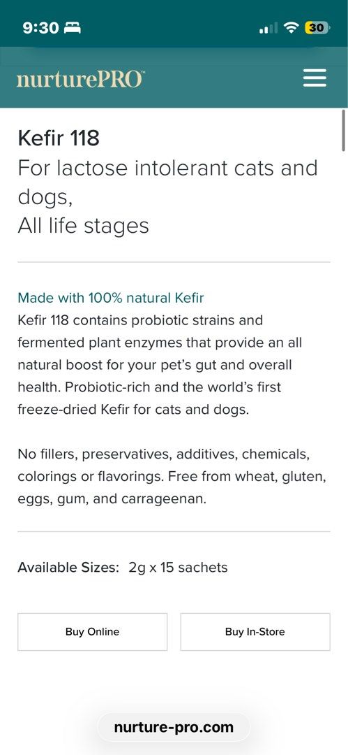 Kefir 118 Nurture Pro exp Feb 2027, Pet Supplies, Health & Grooming ...