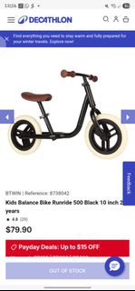 Decathlon Kids Balance Bike 10 Inch Runride 500, Sports Equipment ...