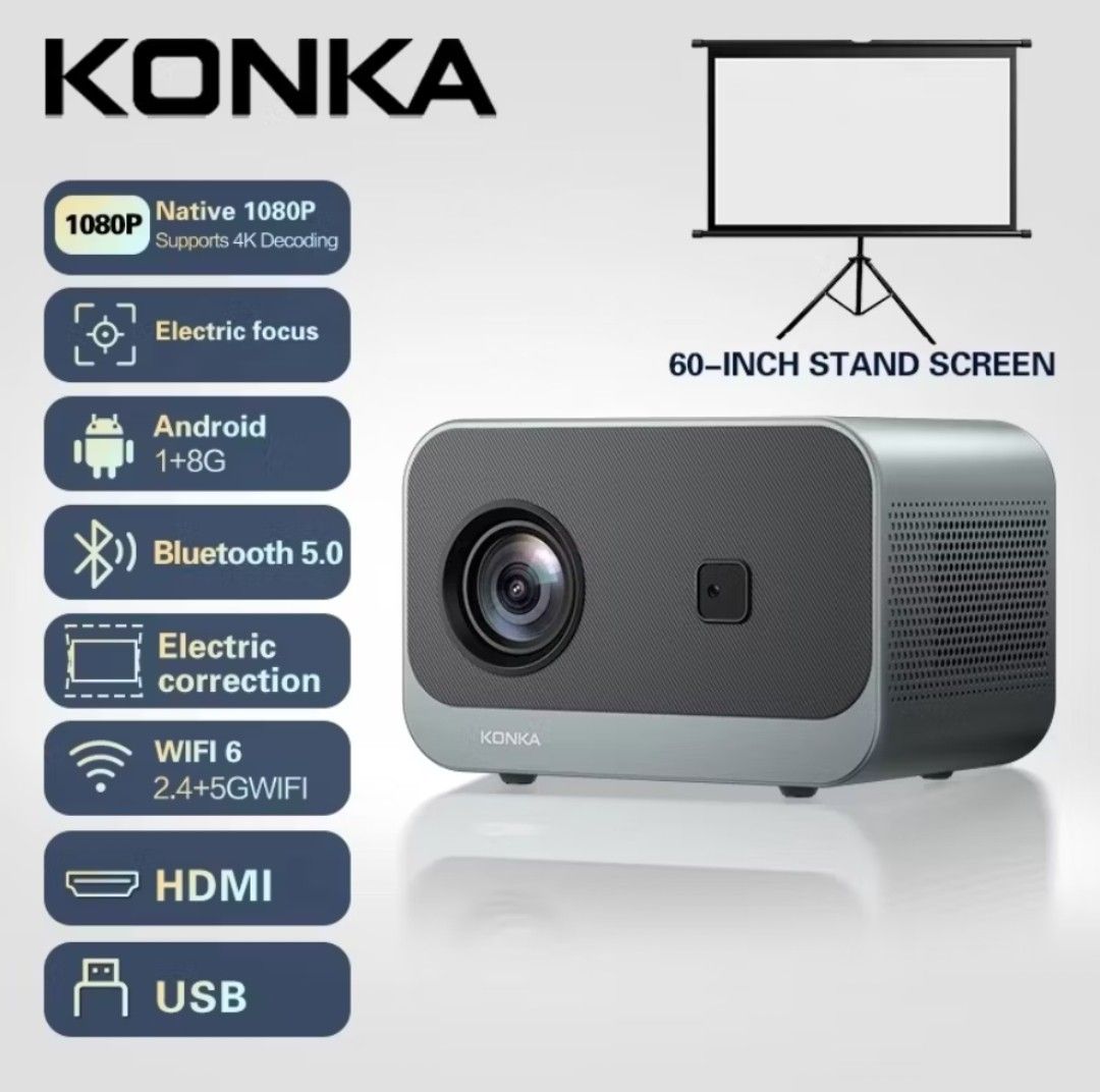 KONKA C1 Pro Projector with Stand, TV & Home Appliances, TV ...