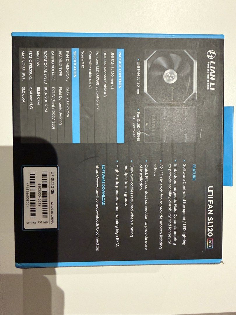Lian Li Uni Fan SL120 RGB V1 (Three Pack), Computers & Tech, Parts ...