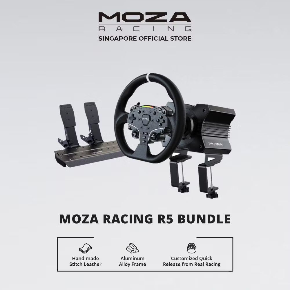 MOZA Racing R5 bundle [5.5nm base + Steering wheel + Pedals + Table ...