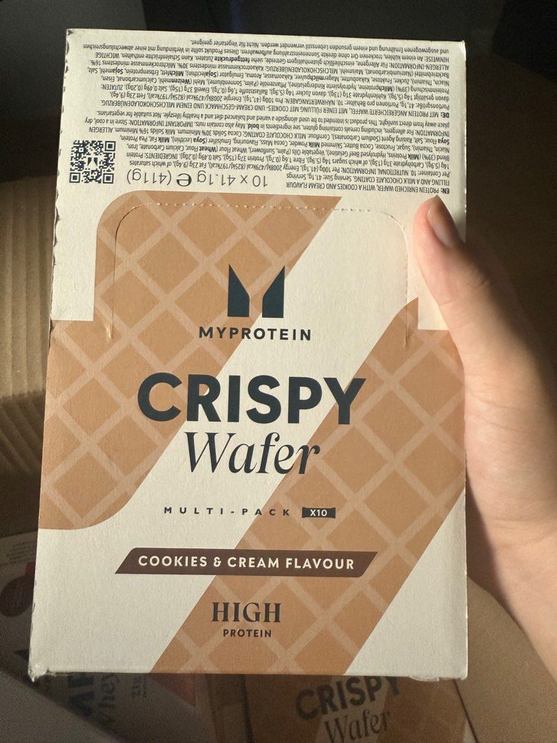MYPROTEIN Crispy Protein Wafer, Box of 10 bars, Health & Nutrition ...