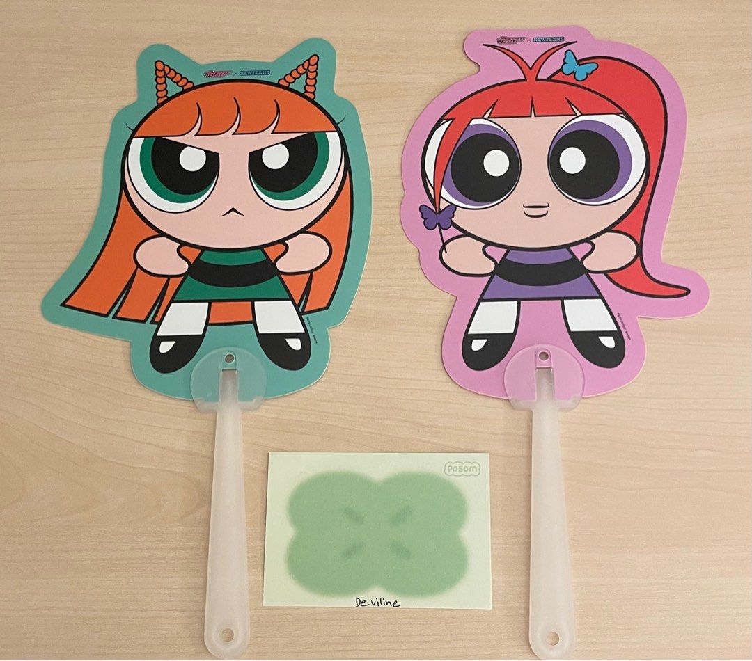 New jeans haerin&heyein Powerpuff Girls Handheld Fans, Furniture & Home ...