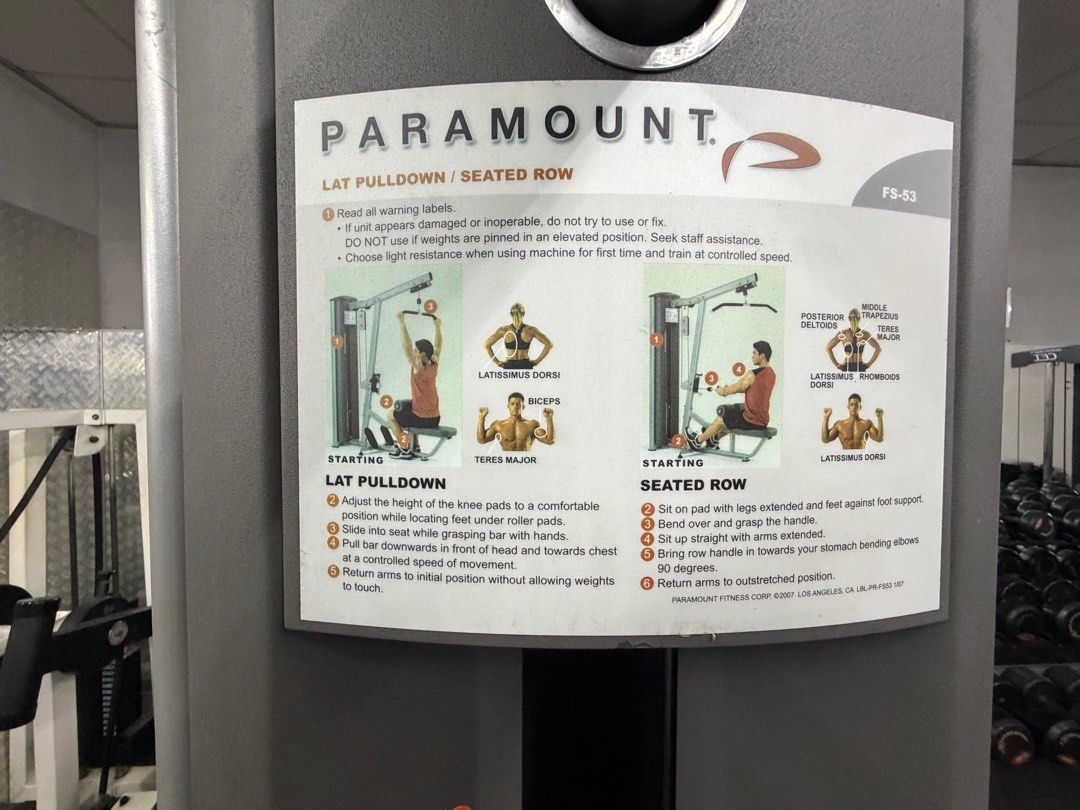 Paramount fitness USA FS 53 dual functions average lat pull down ...