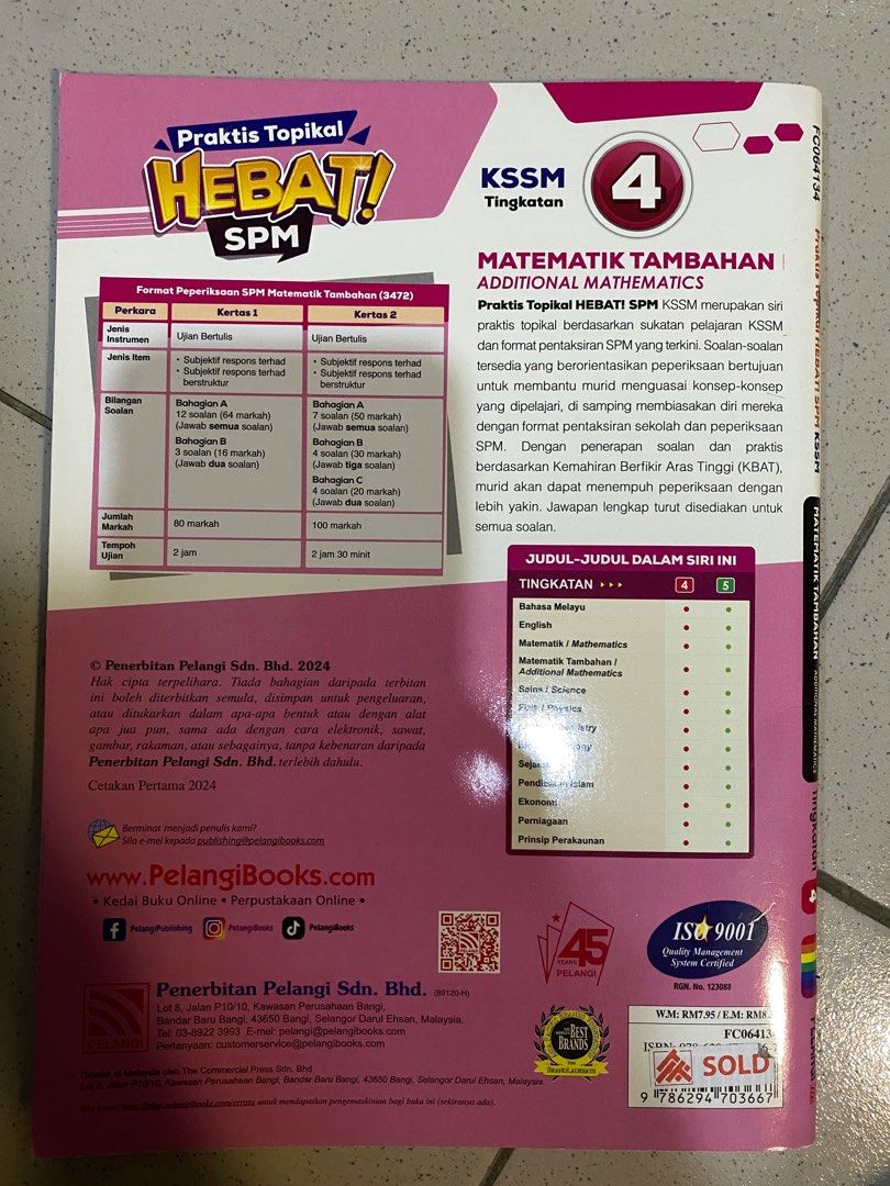 Praktis Topikal Hebat! SPM Additional Mathematics Tingkatan 4, Hobbies ...