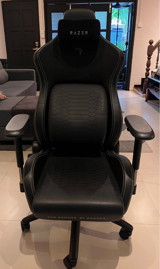 Razer Gaming Chair - Black/Green, Furniture & Home Living, Furniture ...