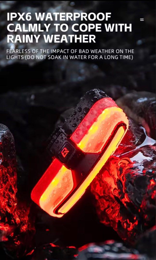 Rockbros Smart Bike Tail Light - Waterproof, Brake Sensing, Sports Equipment, Bicycles & Parts ...