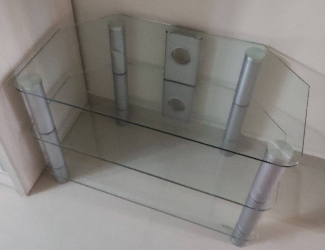 Solid Metal Glass Table Rack Shelve Console, Furniture & Home Living ...