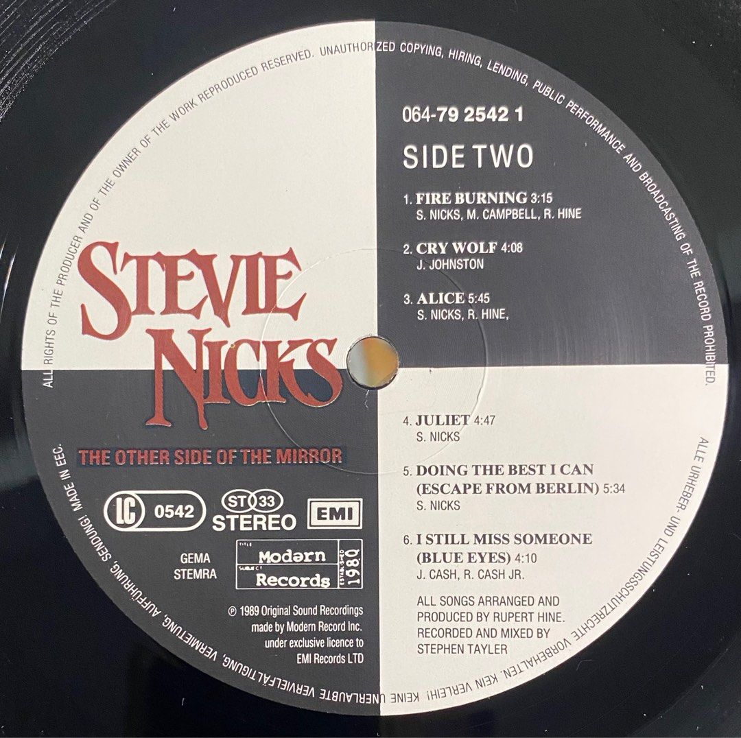 Stevie Nicks - Rooms on fire/The other side of the mirror (EX, made in ...