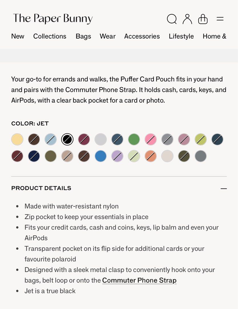 The Paper Bunny Puffer Card Pouch - Jet black, Women's Fashion, Bags ...