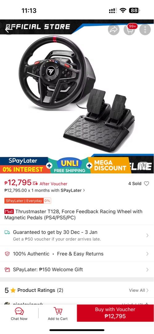Thrustmaster T128 Force Feedback Racing Wheel, Video Gaming, Gaming ...