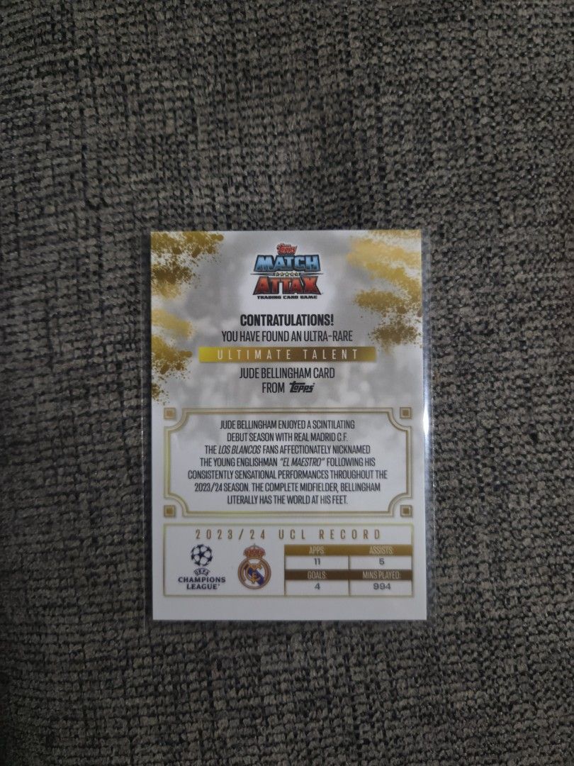 Topps Jude Bellingham El Maestro de Madrid Trading Card, Hobbies & Toys ...