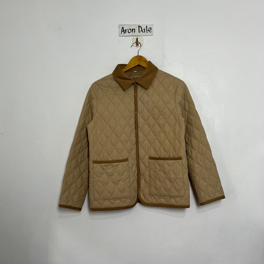 Uniqlo Quilted pufftech shirt jacket Corduroy collar, Women's Fashion ...