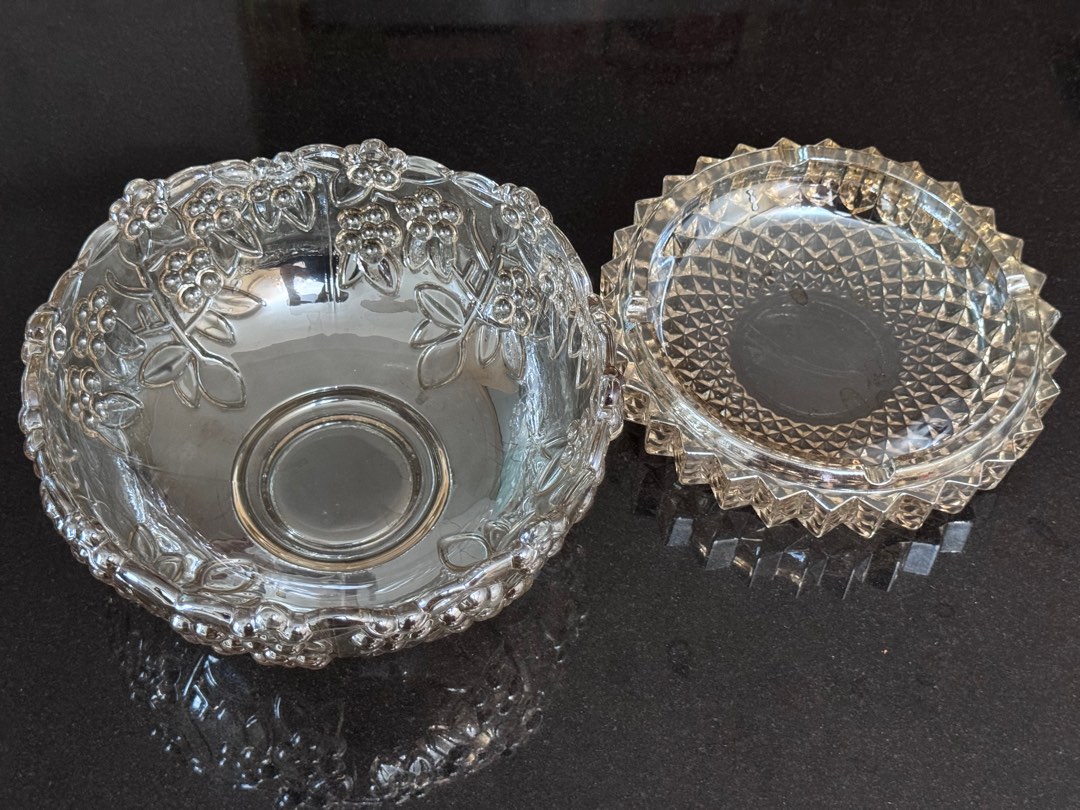Vintage glass bowl and ash tray, Furniture & Home Living, Kitchenware ...