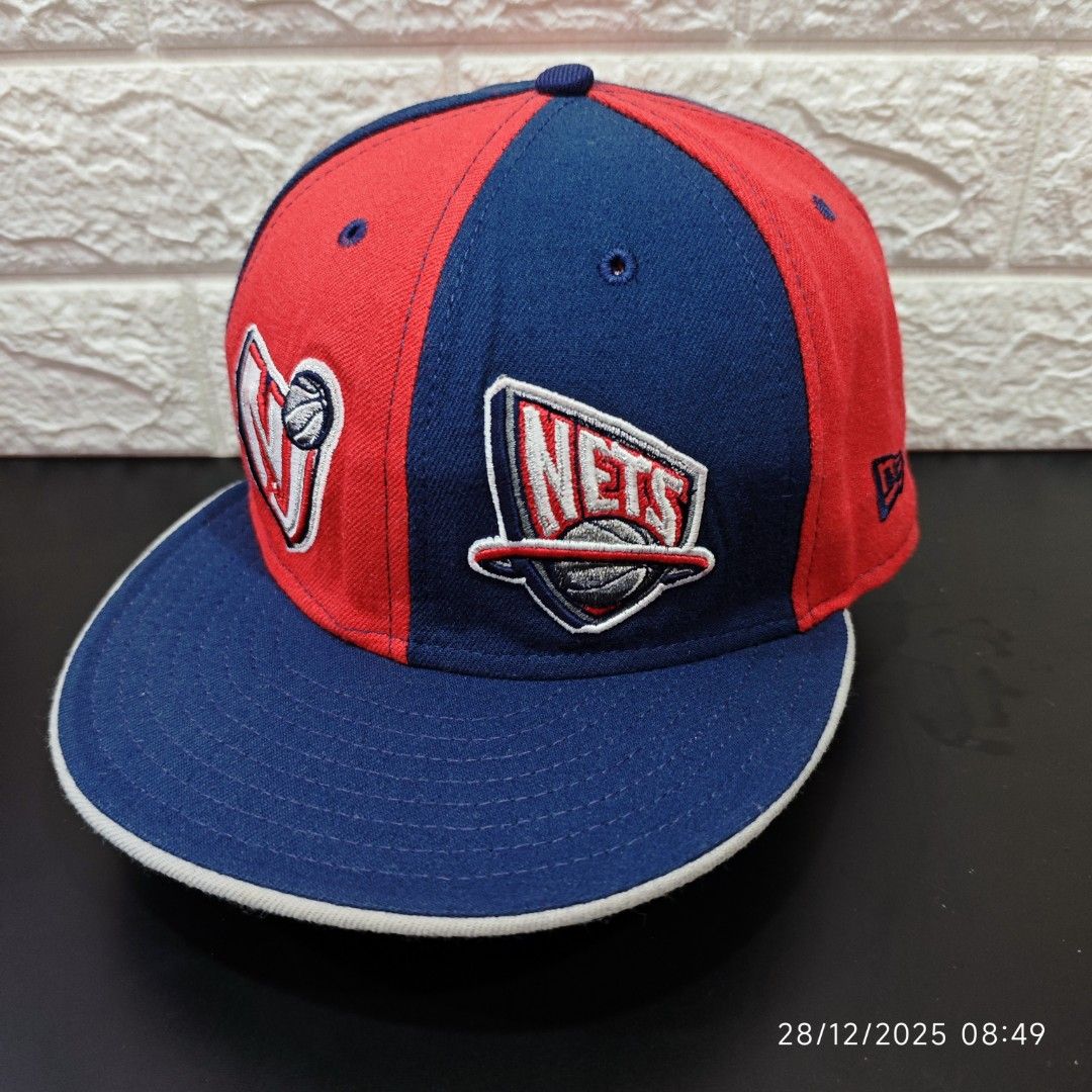 Vintage NETS NEW JERSEY New Era NBA Pinwheel Baseball Fitted Full Cap ...