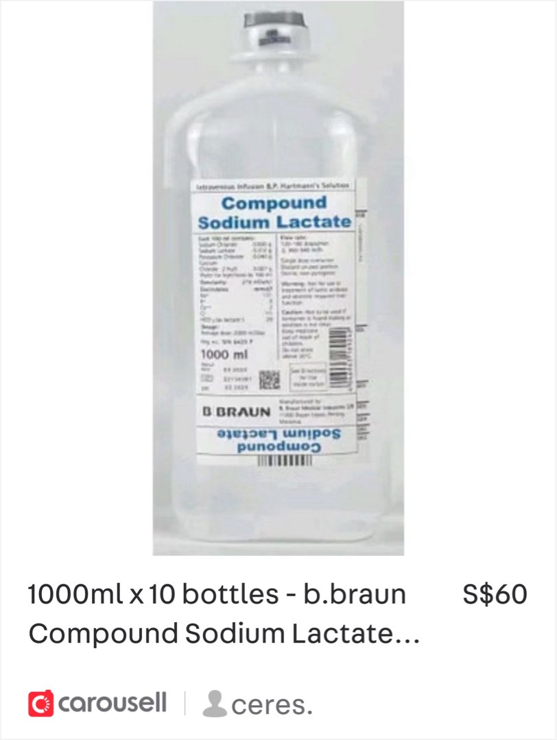 1000ml x 10 bottles - b.braun Compound Sodium Lactate Hartmann's ...