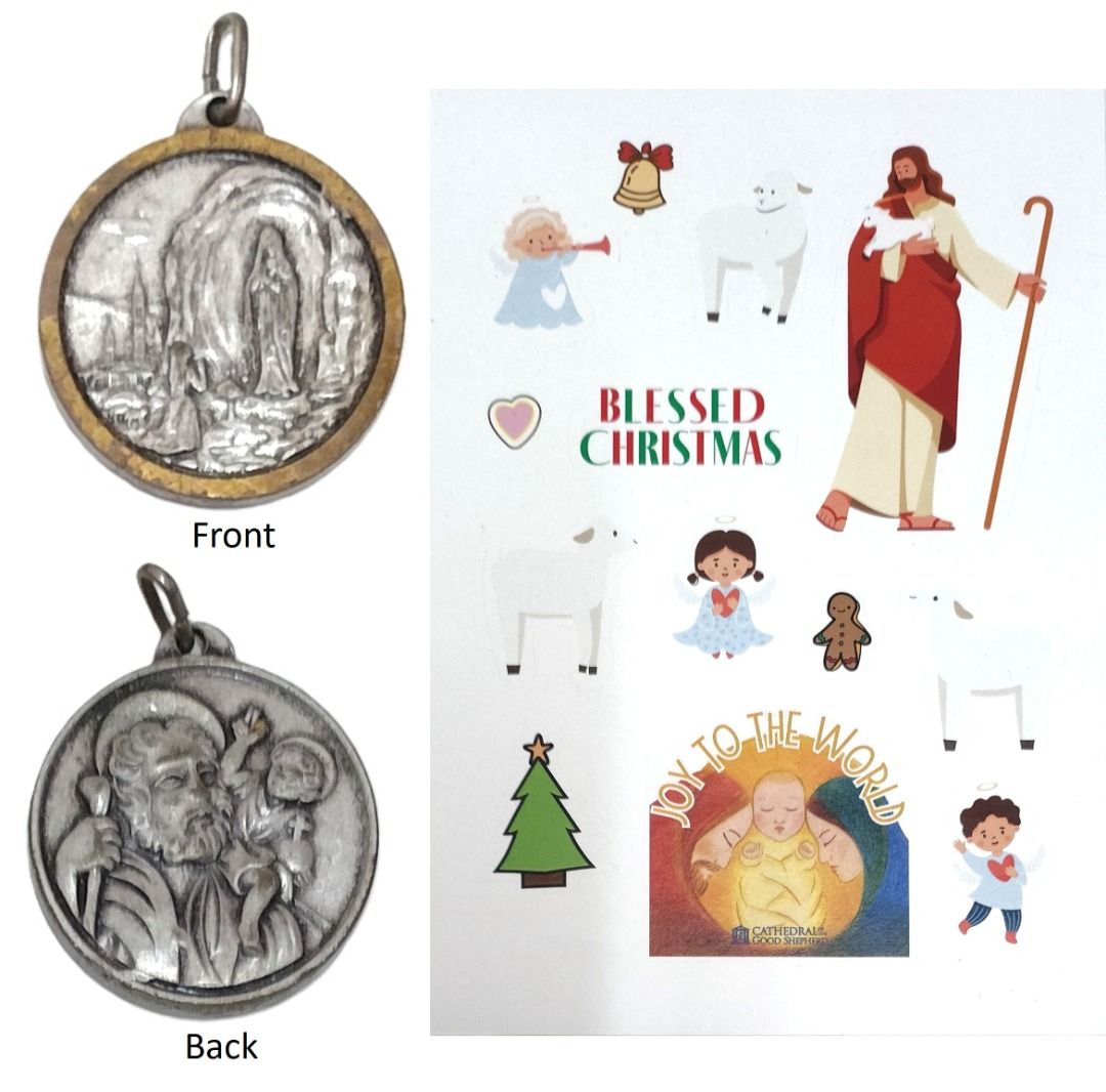 $3 sticker Christmas tree / $8 2.5cm St Joseph baby Jesus + Virgin ...