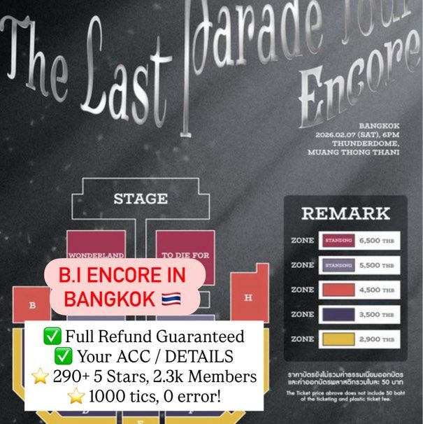 🇹🇭 2026 B.I TOUR : The Last Parade Tour Encore in BANGKOK THAILAND 🇹🇭 ...