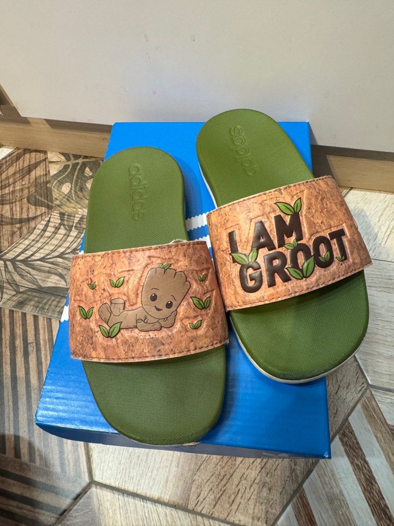 Adidas x Marvel I Am Groot Slides, Babies & Kids, Babies & Kids Fashion ...