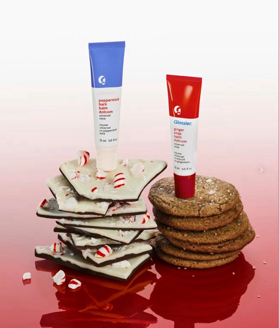 (BNIP) Glossier Balm Dotcom - Ginger Snap & Peppermint Bark brown clear ...