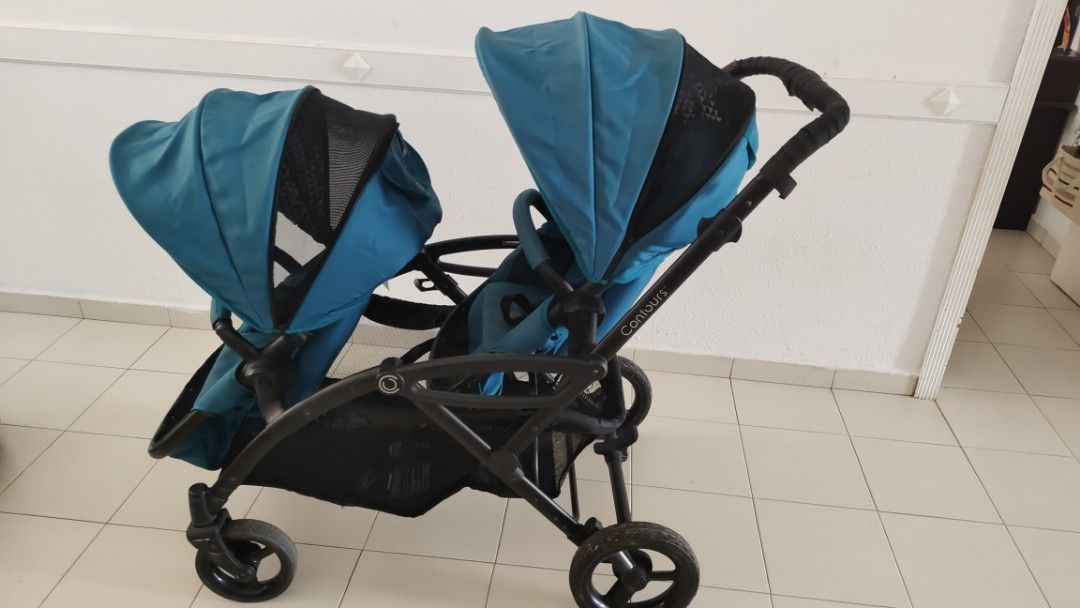 Contours Options Elite Tandem Stroller - Teal, Babies & Kids, Going Out ...
