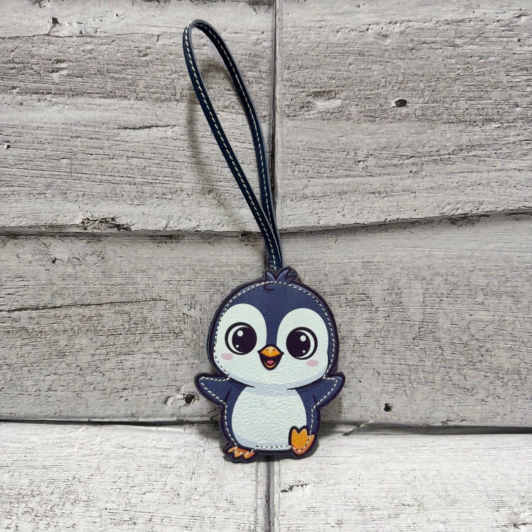 😍😍Double Sided Print UV Penguin Full Leather Keychain/ Bagcharm ...