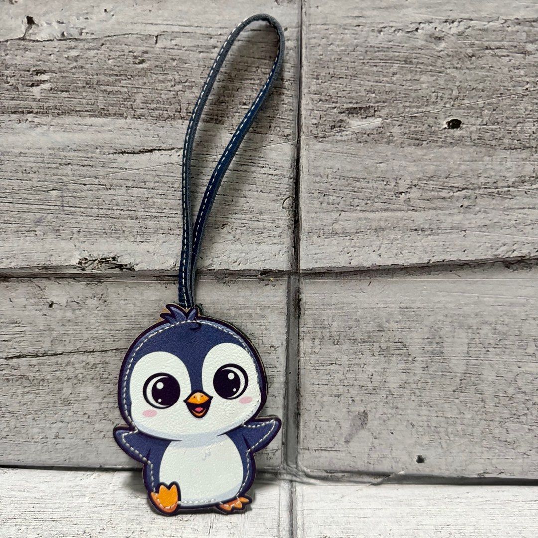 😍😍Double Sided Print UV Penguin Full Leather Keychain/ Bagcharm ...