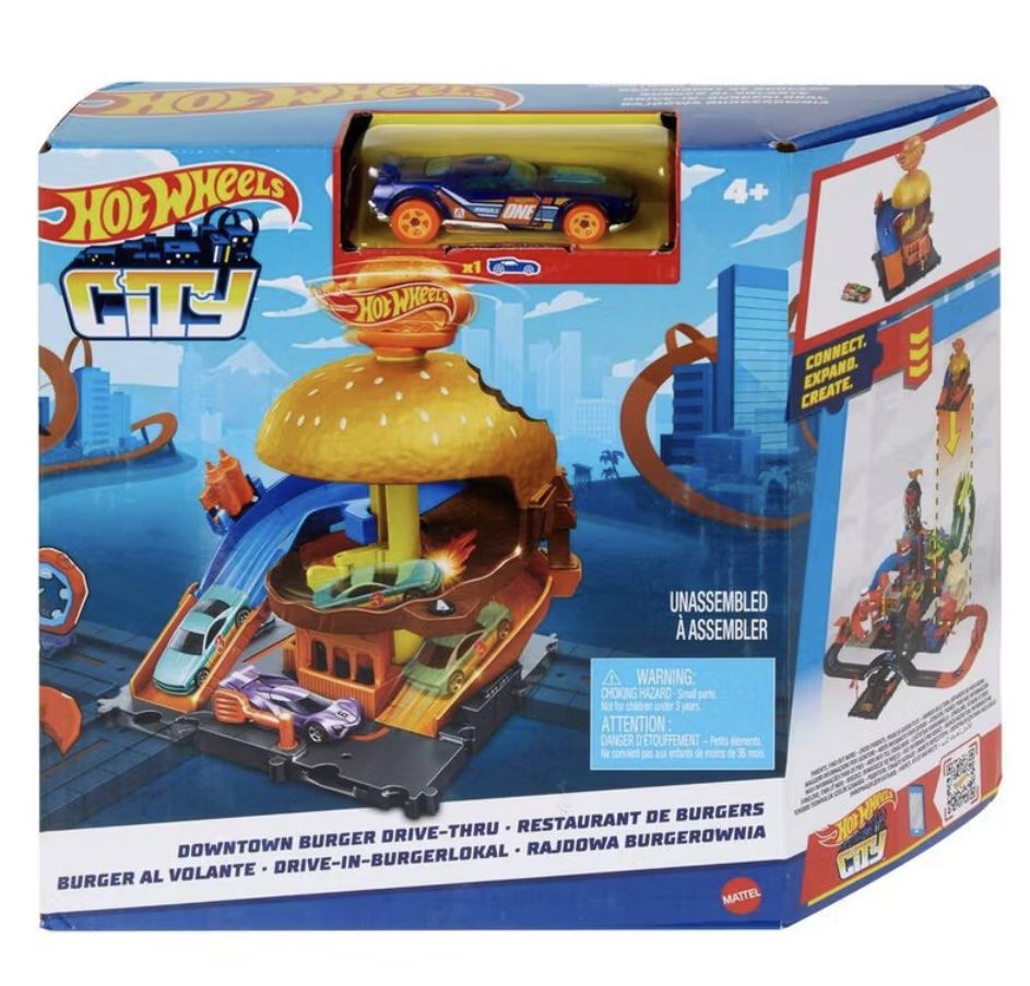 Hot Wheels City Downtown Burger Drive-Thru Playset (car not included ...