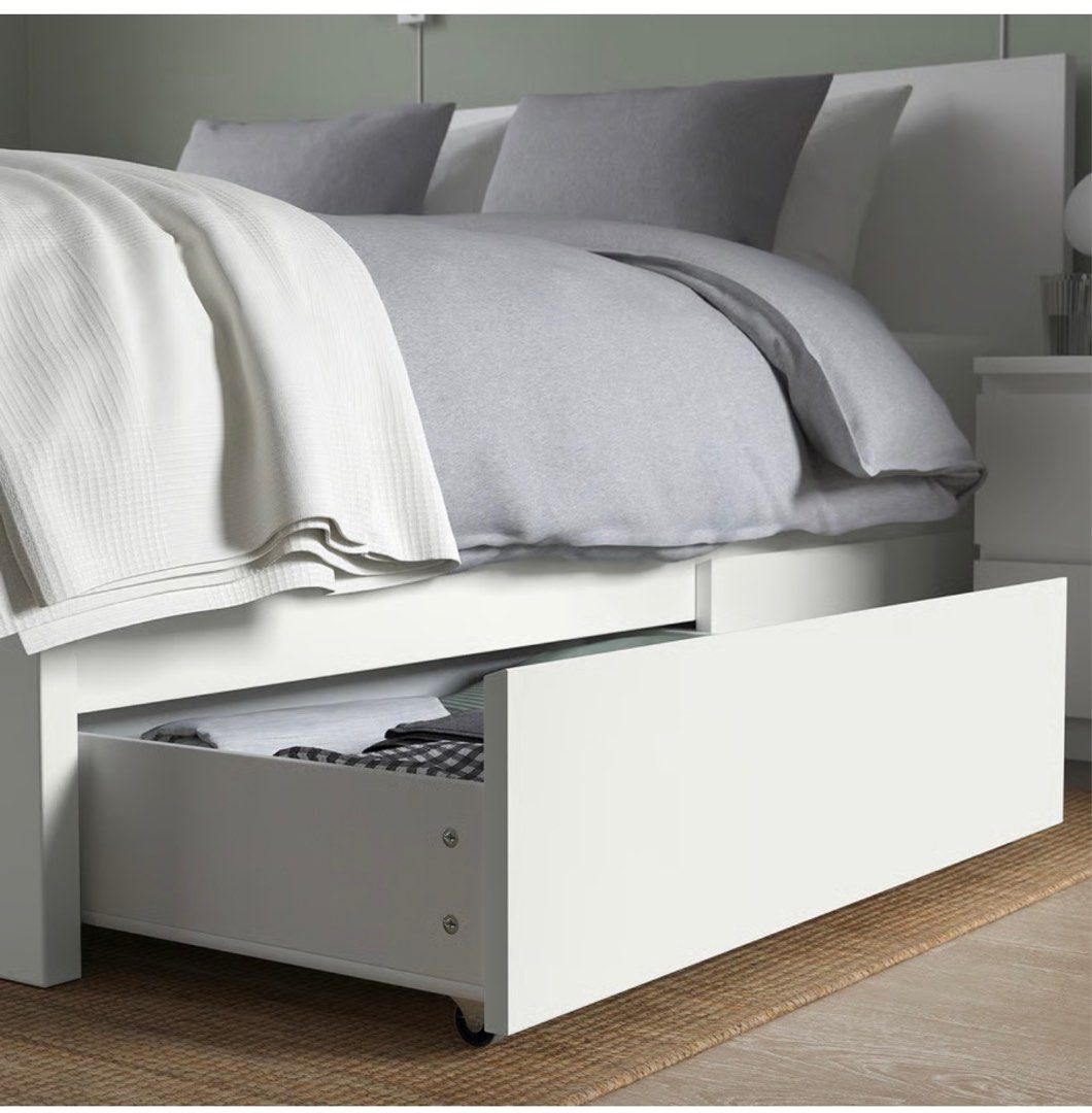 IKEA MALM Bed Storage Box for High Bed Frame - White, Furniture & Home ...