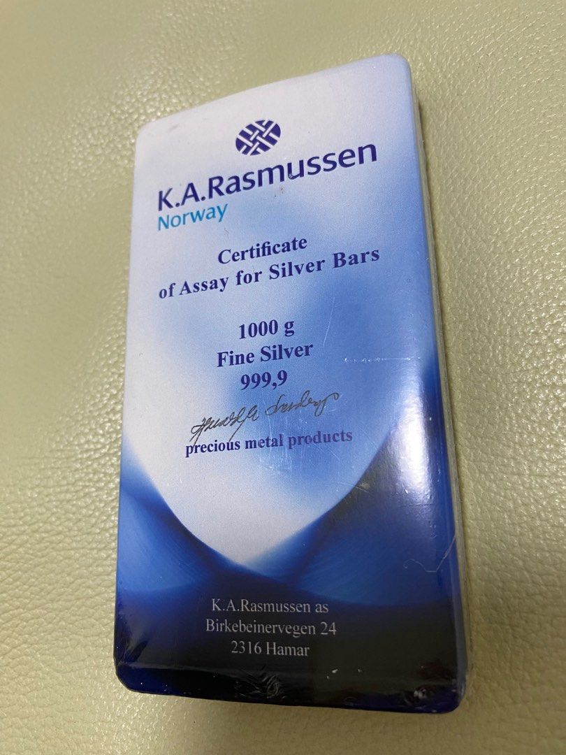 K.A. Rasmussen 1000g Fine Silver Bar, Hobbies & Toys, Memorabilia ...