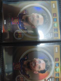 2017 Panini FIFA 365 Lionel Messi Iniesta Barcelona 9.5 GEM MINT ...