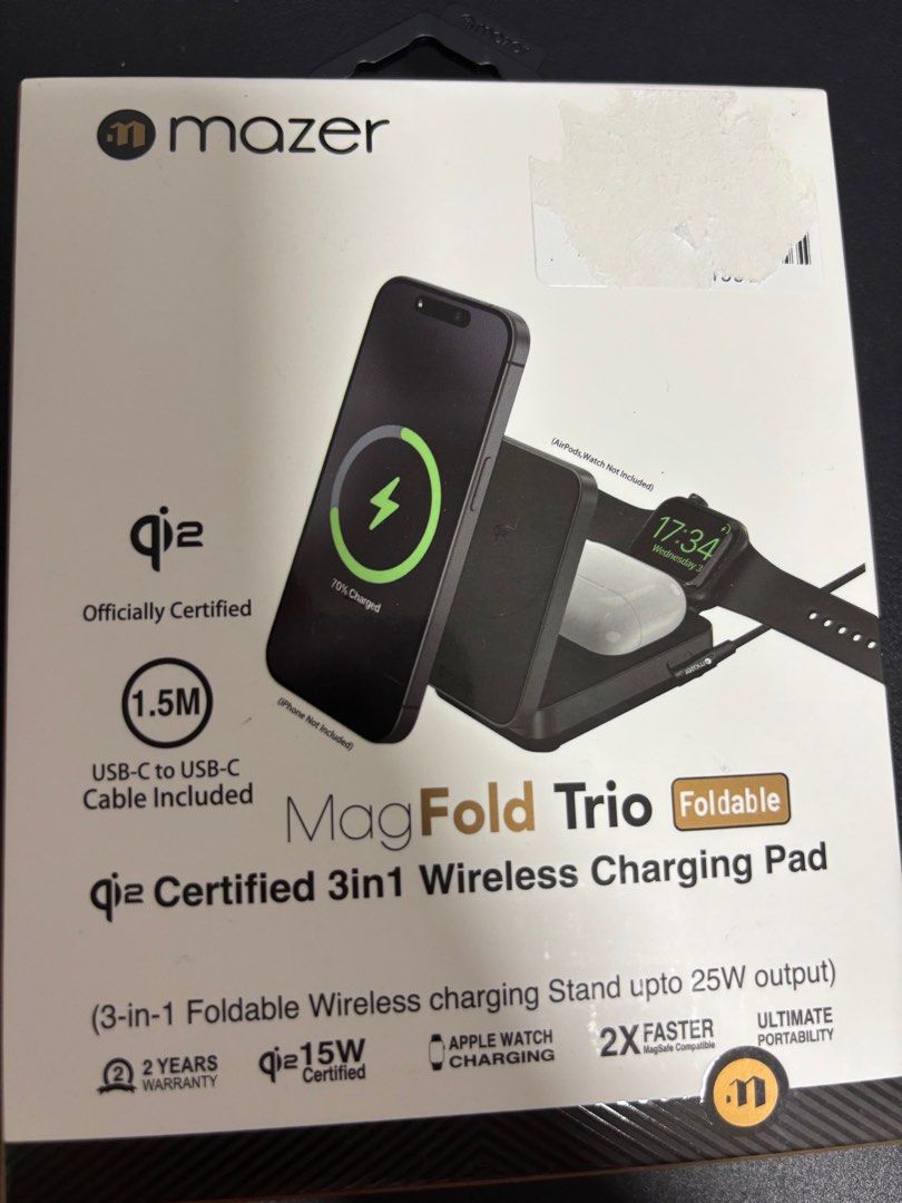 Mazer MagFold Trio Folder qi2 3in1 Wireless Charging Pad, Mobile Phones ...