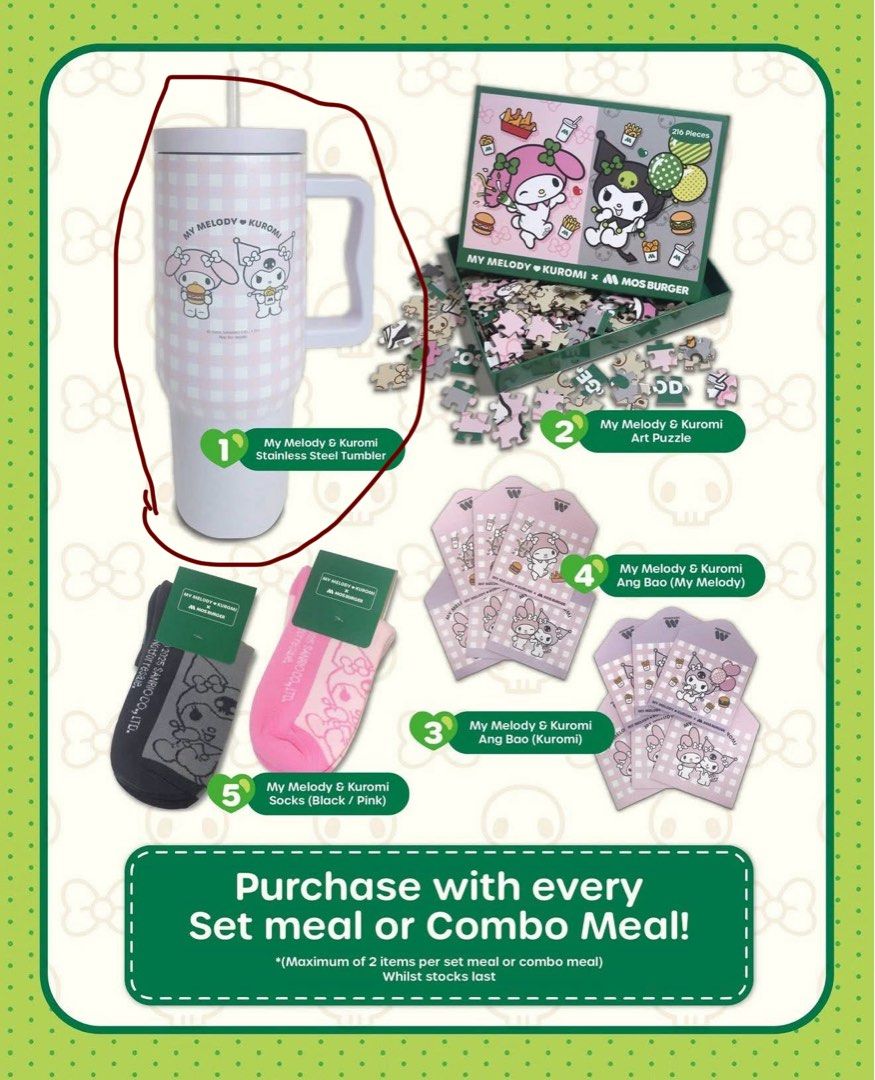 Sanrio My Melody & Kuromi x MOS Burger Stainless Steel Tumblr ...
